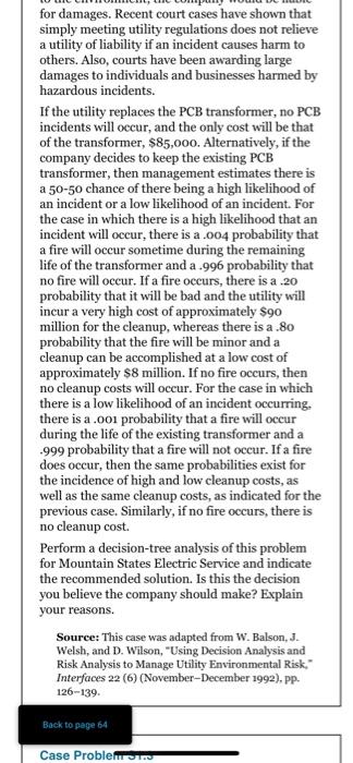 Solved Case Problem S1.2 Transformer Replacement at Mountain | Chegg.com