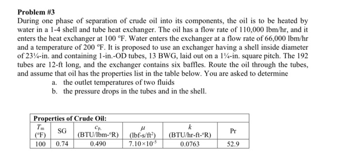 Solved Problem #3 During one phase of separation of crude | Chegg.com