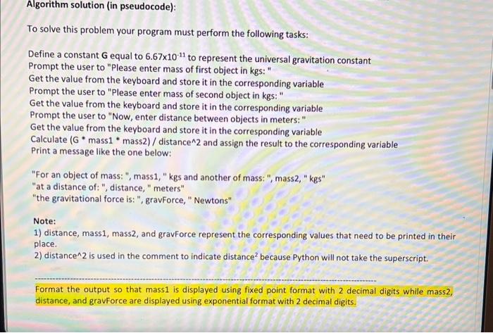 Solved Problem Write A Program To Calculate The Force Of