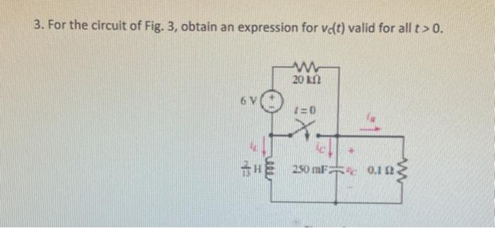 Solved 3. For the circuit of Fig. 3, obtain an expression | Chegg.com