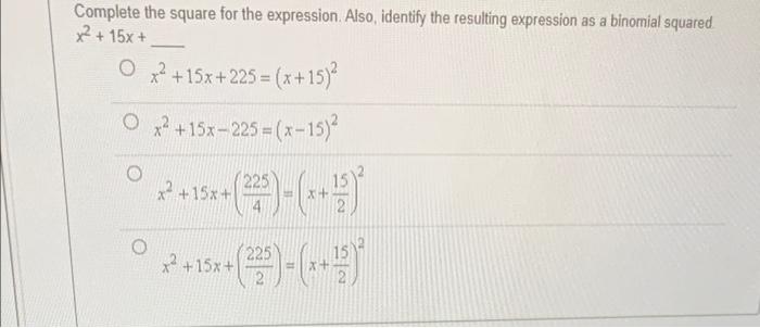 Solved Complete the square for the expression. Also, | Chegg.com