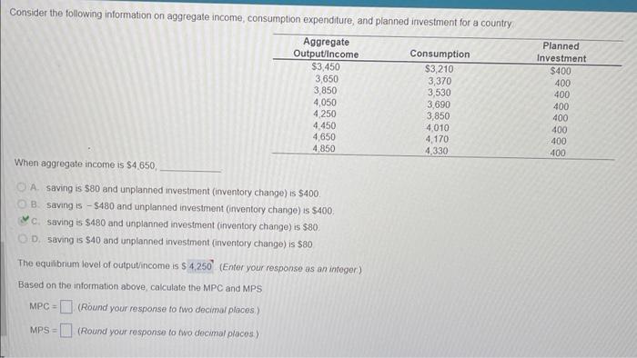 Solved Consider the following information on aggregate | Chegg.com
