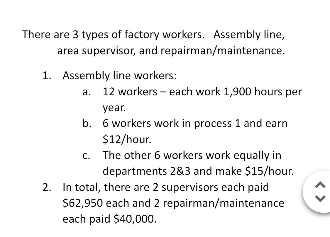 Solved There are 3 ﻿types of factory workers. Assembly line, | Chegg.com