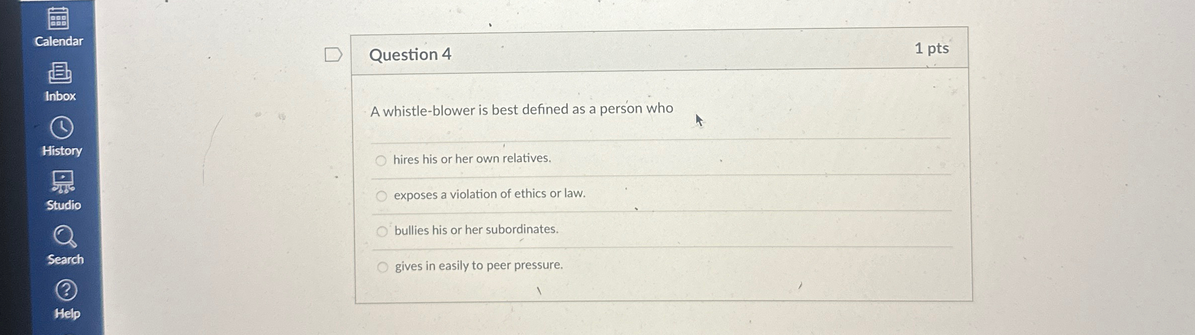 Solved CalendarInboxHistoryStudioSearchHelpQuestion 41 ﻿ptsA | Chegg.com