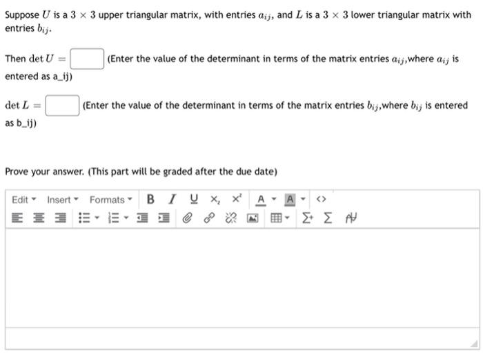 Solved Suppose U Is A 3×3 Upper Triangular Matrix With 9423