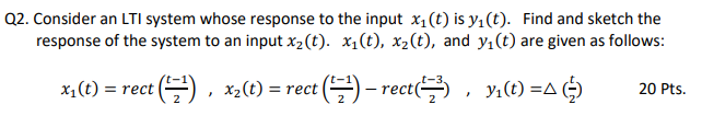 Solved Q2. ﻿Consider an LTI system whose response to the | Chegg.com