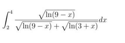 Solved ∫24ln(9−x)+ln(3+x)ln(9−x)dx | Chegg.com