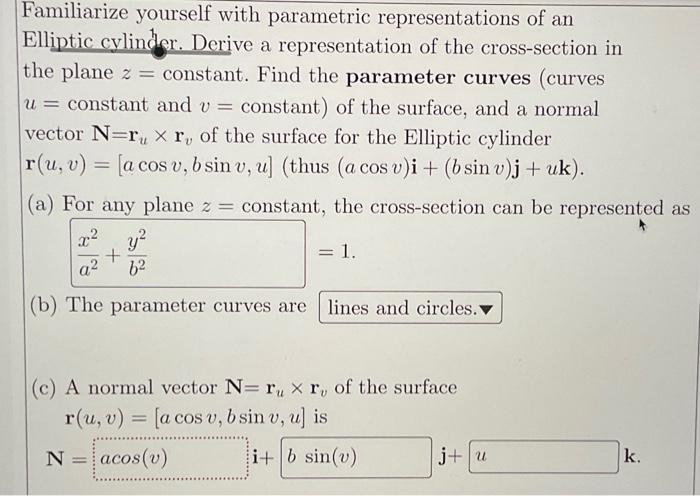 Solved Familiarize yourself with parametric representations | Chegg.com