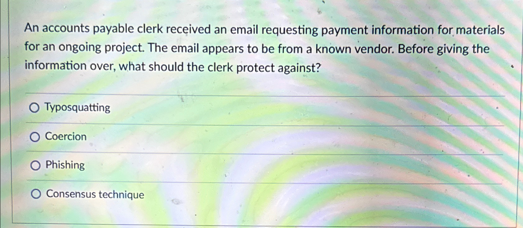 Solved An accounts payable clerk received an email | Chegg.com