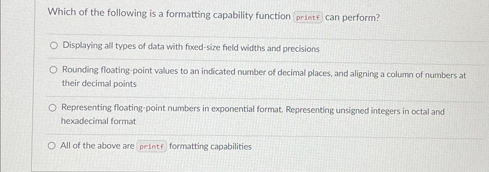 Solved Which of the following is a formatting capability | Chegg.com