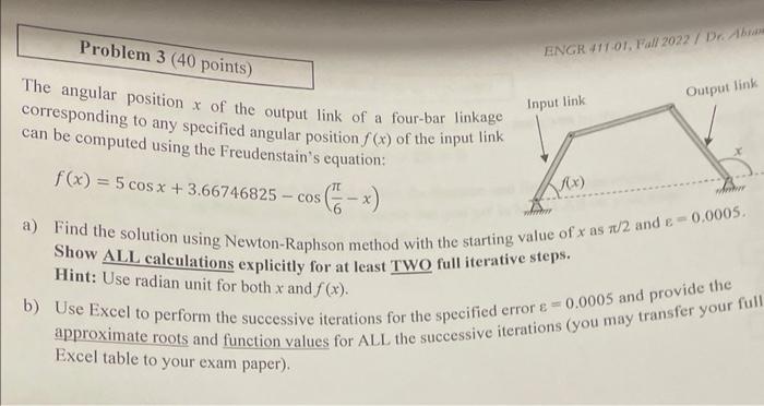 Solved Problem 3 (40 points) The angular position x of the | Chegg.com