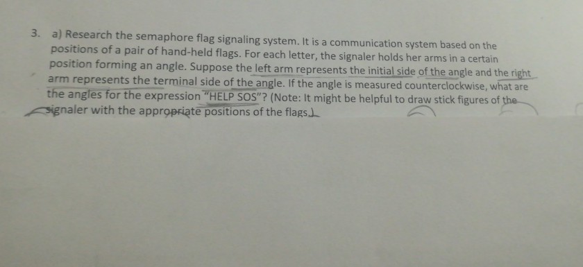 Solved 3. a) Research the semaphore flag signaling system. | Chegg.com
