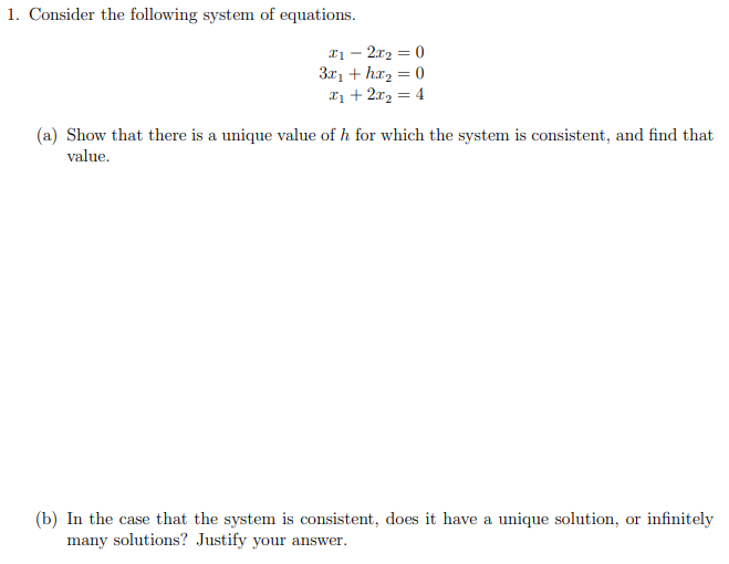 Solved Consider the following system of | Chegg.com