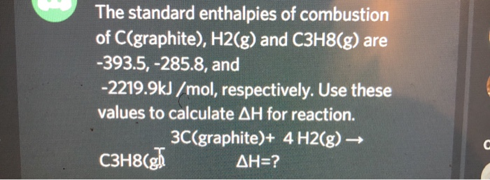 Solved The standard enthalpies of combustion of C(graphite), | Chegg.com
