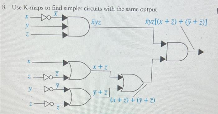 Solved 8. Use K-maps to find simpler circuits with the same | Chegg.com