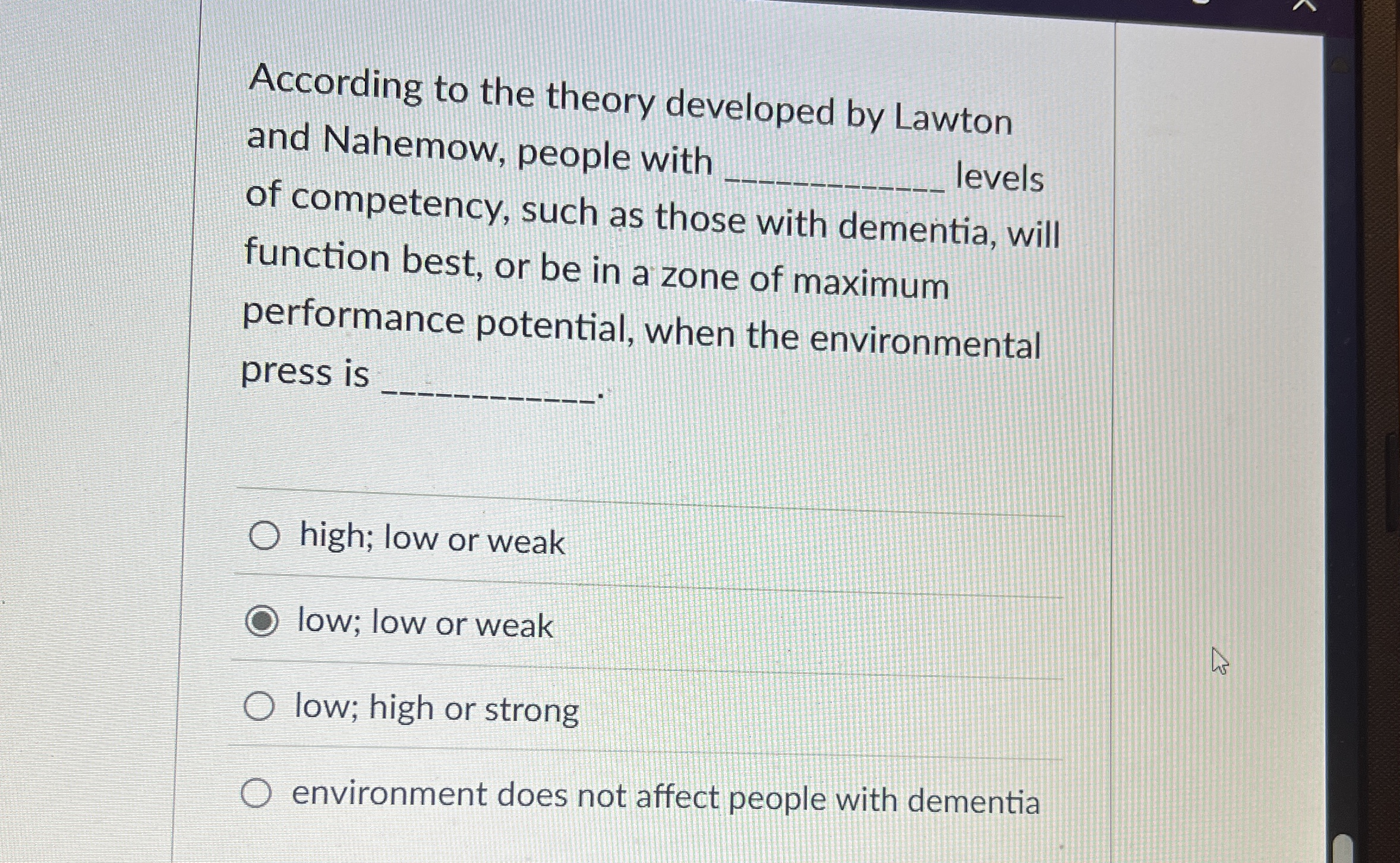 Solved According to the theory developed by Lawton and | Chegg.com