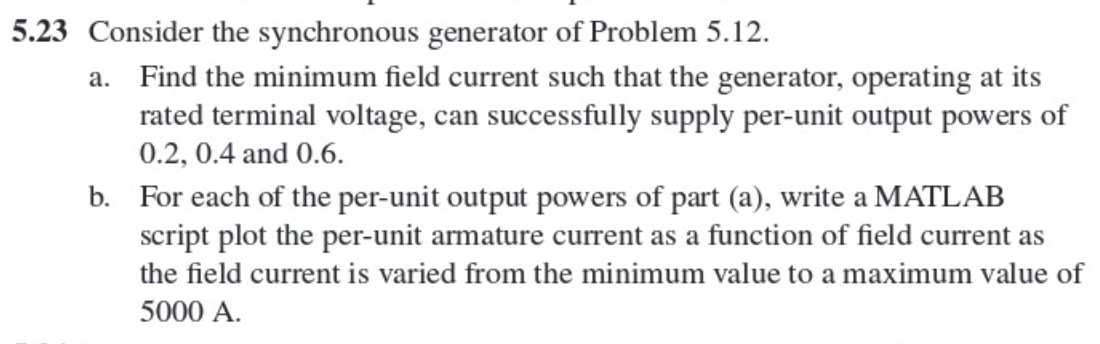 Solved 5.23 ﻿Consider the synchronous generator of Problem | Chegg.com
