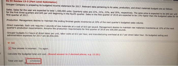 Solved Do It Review 13-3 (Part Level Submission) Grouper | Chegg.com