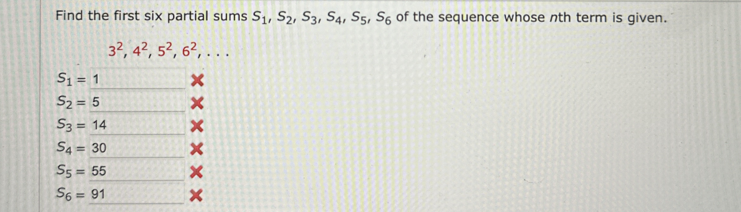 Solved Find the first six partial sums S1,S2,S3,S4,S5,S6 ﻿of | Chegg.com