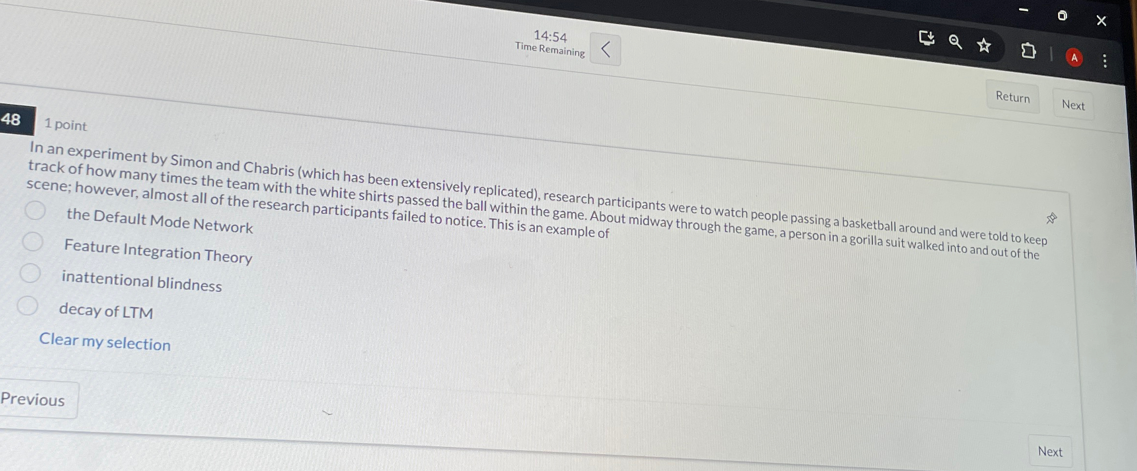 Solved 14:54ReturnNext481 ﻿pointIn an experiment by Simon | Chegg.com