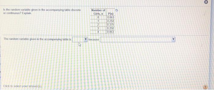 Solved Is the random variable given in the accompanying | Chegg.com