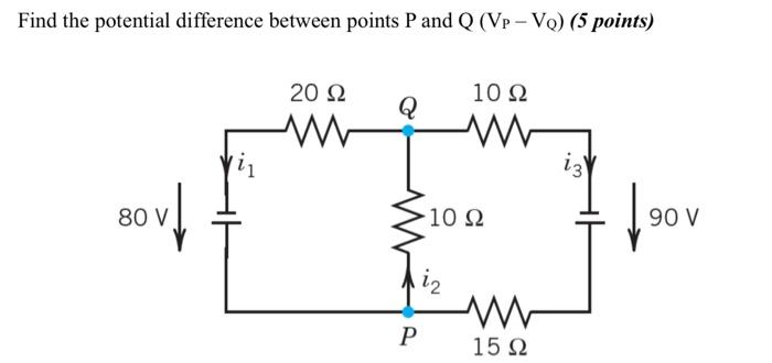 Solved Find the potential difference between points P and Q | Chegg.com