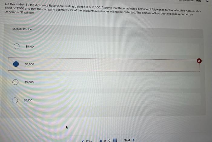 Solved On December 31, the Accounts Recelvable ending | Chegg.com