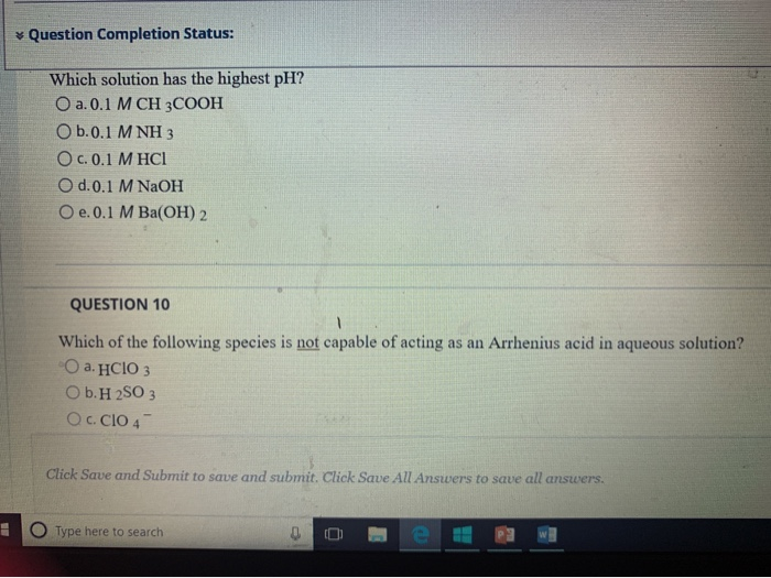Solved * Question Completion Status: Which solution has the | Chegg.com