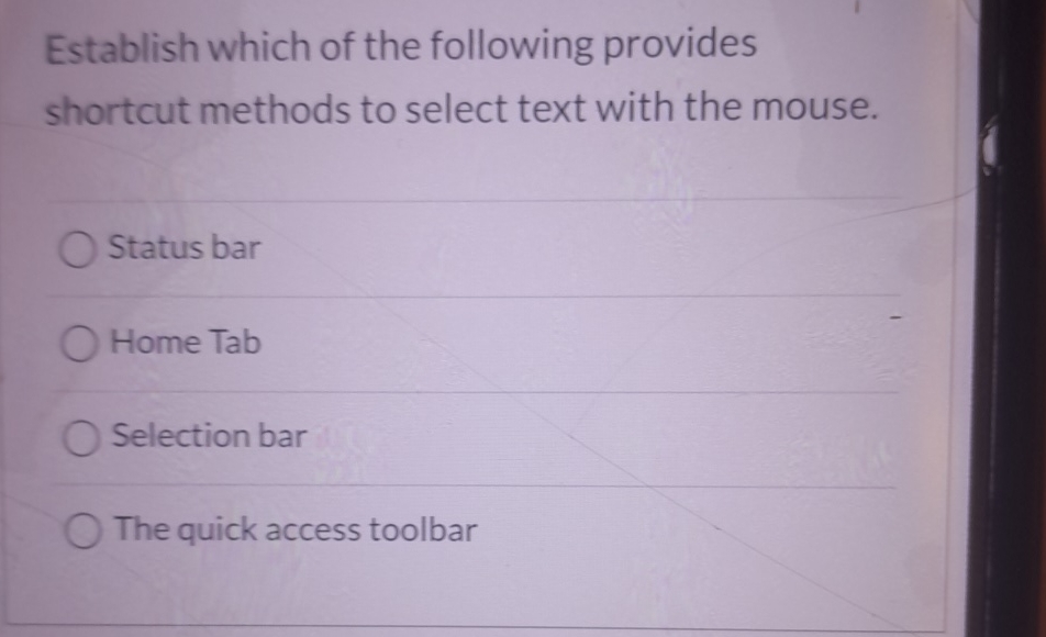 Solved Establish which of the following provides shortcut | Chegg.com