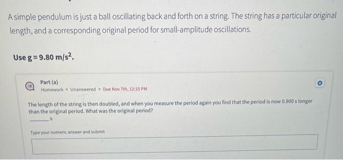 Solved A simple pendulum is just a ball oscillating back and | Chegg.com