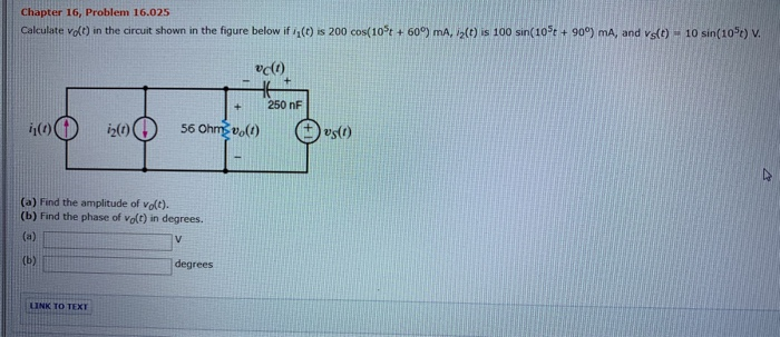 Solved Chapter 16, Problem 16.025 Calculate vdt) in the | Chegg.com