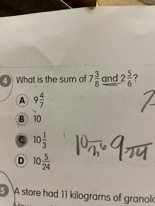 Solved 4 What is the sum of 7 and 25? A A B) 10 10. !' पण % | Chegg.com