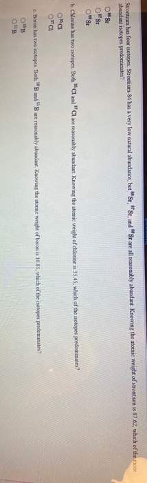 Solved Strontium has four isotopes. Strontium-84 has a very | Chegg.com