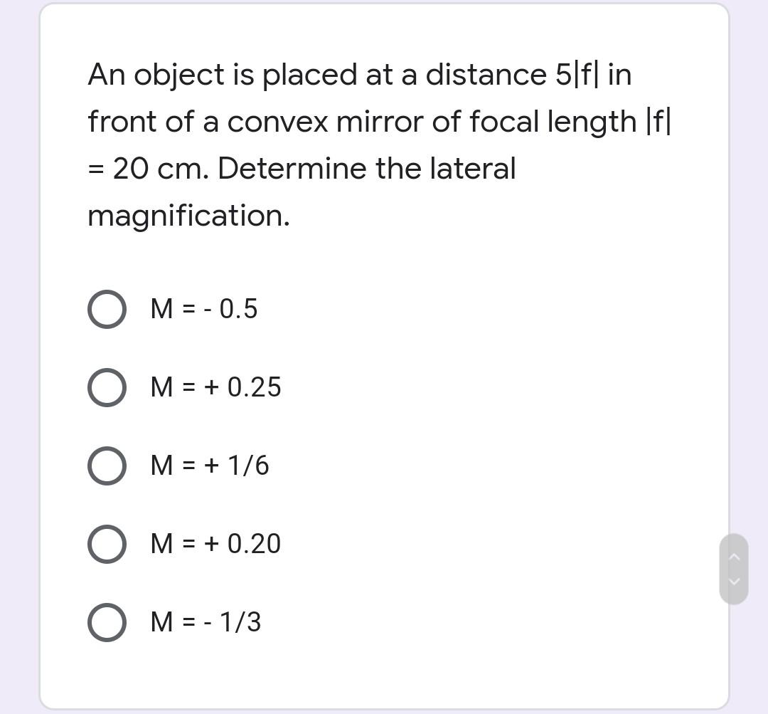Solved An object is placed at a distance 5|f| in front of a | Chegg.com