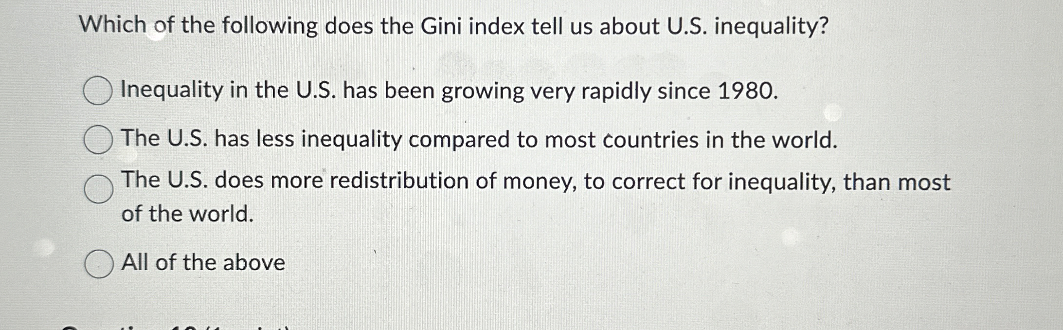 Solved Which of the following does the Gini index tell us | Chegg.com