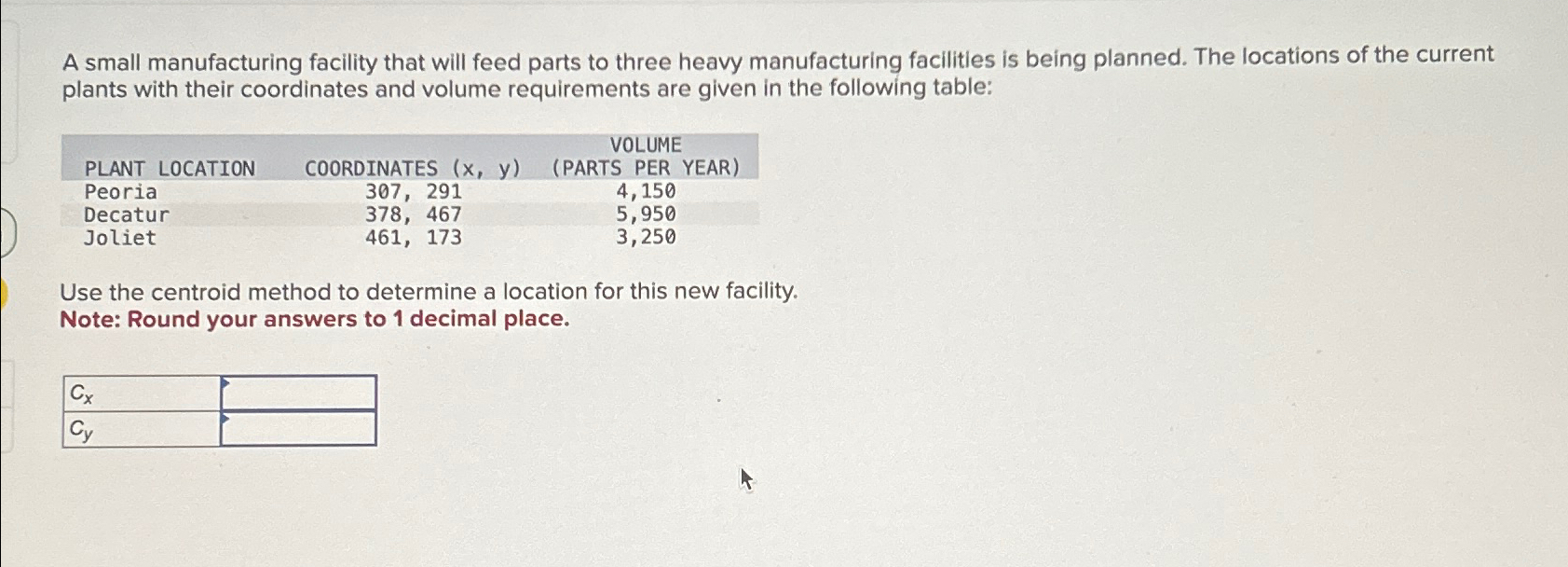 Solved A small manufacturing facility that will feed parts | Chegg.com