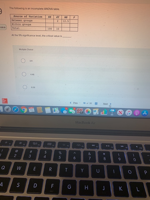 Solved The following is an incomplete ANOVA table. SS df F | Chegg.com