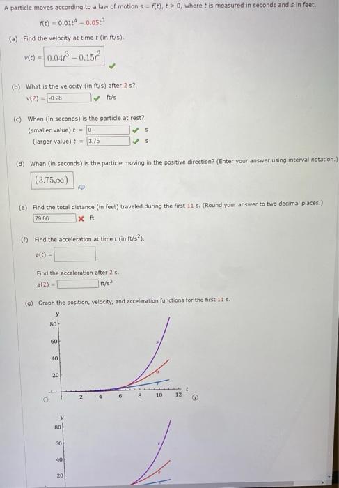 Solved particle moves according to a law of motion | Chegg.com