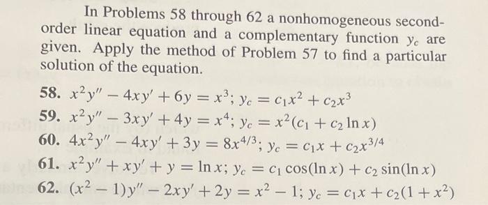 Solved In Problems 58 through 62 a nonhomogeneous | Chegg.com