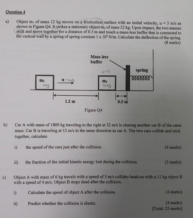 Solved Question 4 a) Object m1 of mass 12 kg moves on a | Chegg.com