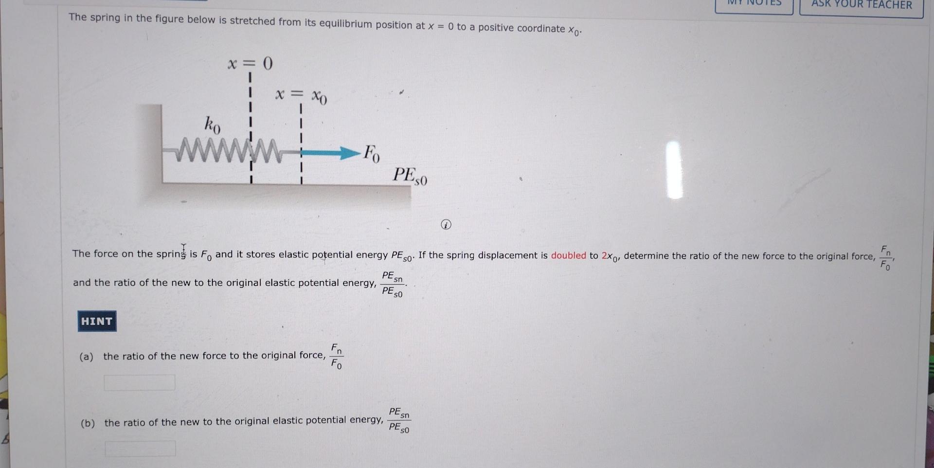 Solved ASK YOUR TEACHER The spring in the figure below is | Chegg.com