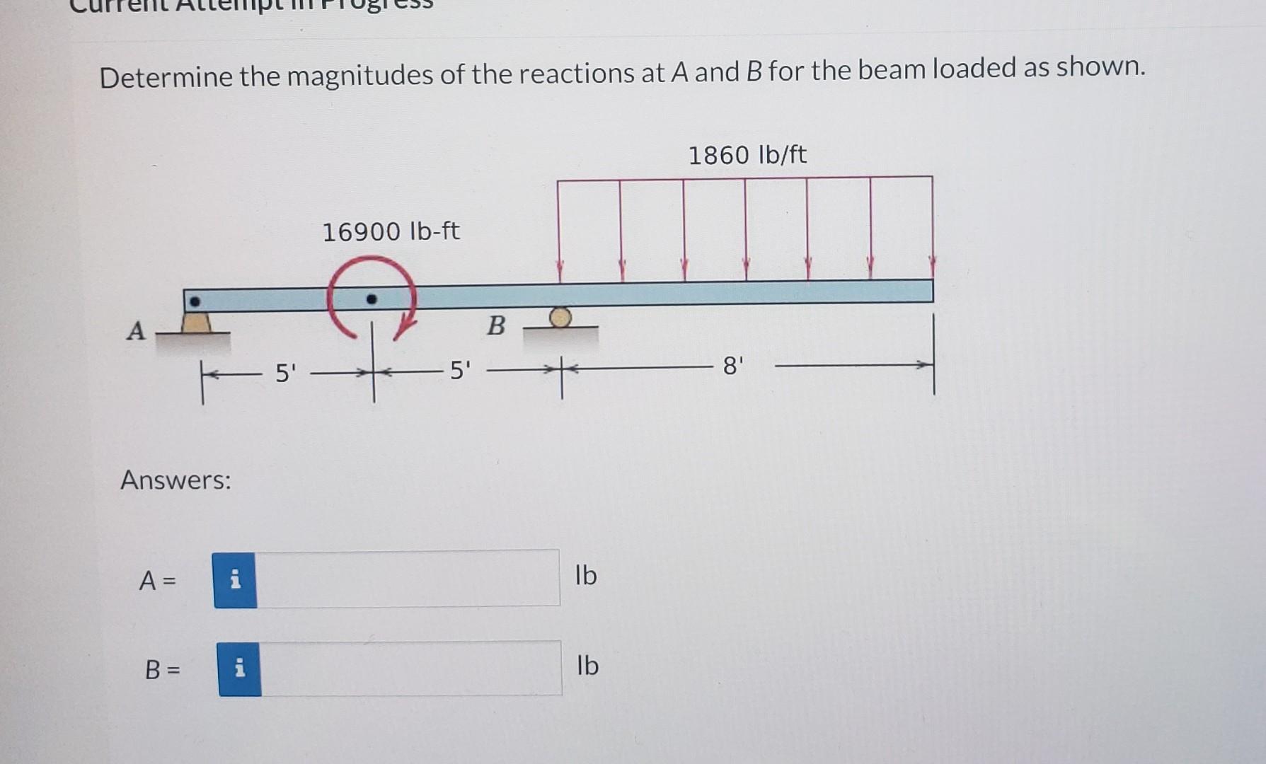 Solved Determine The Magnitudes Of The Reactions At A And B Chegg