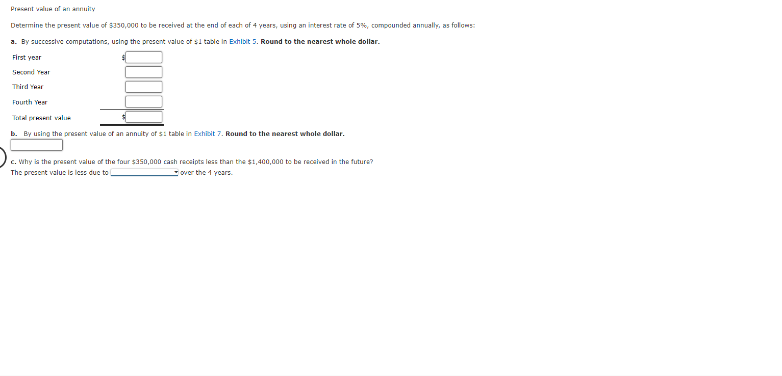 Solved Present value of an annuitya. ﻿By successive | Chegg.com