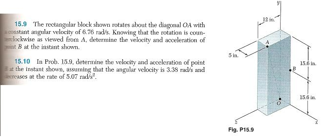 Solved The rectangular block shown rotates about the | Chegg.com