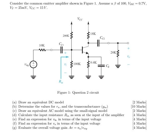 Solved Consider the common emitter amplifier shown in Figure | Chegg.com