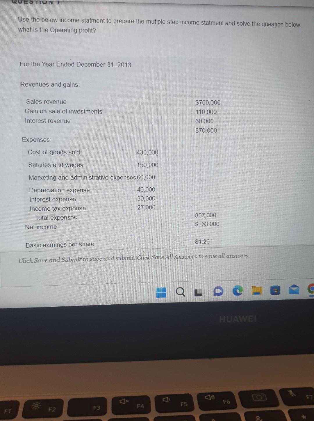 Solved Use the below income statment to prepare the mutiple | Chegg.com