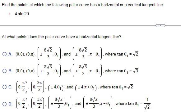 Solved Find the points at which the following polar curve | Chegg.com