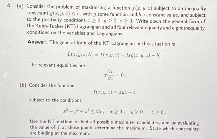 (a) Consider the problem of maximising a function ( | Chegg.com