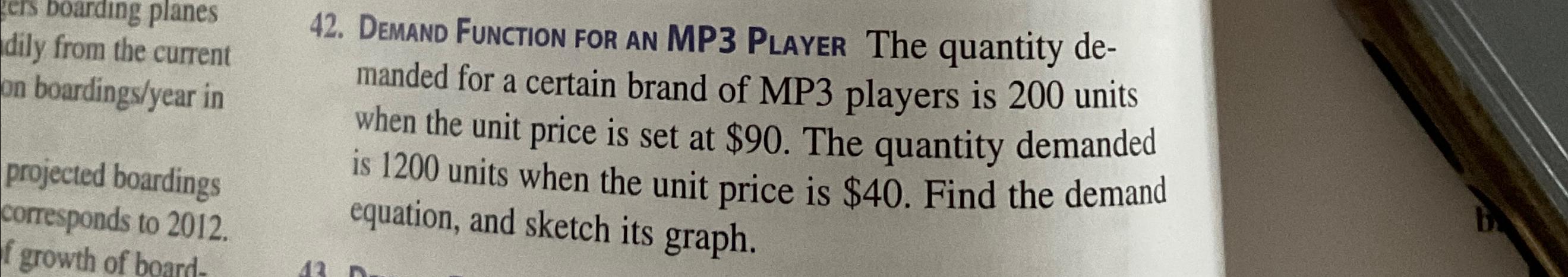 Solved Demand Function for an MP3 ﻿Player The quantity | Chegg.com