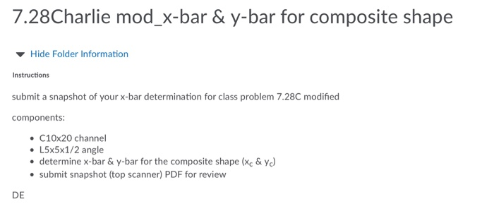 Solved 7.28Charlie mod_x-bar & y-bar for composite shape | Chegg.com